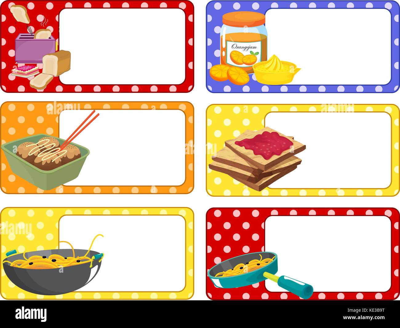 Square labels with food illustration Stock Vector Image & Art - Alamy