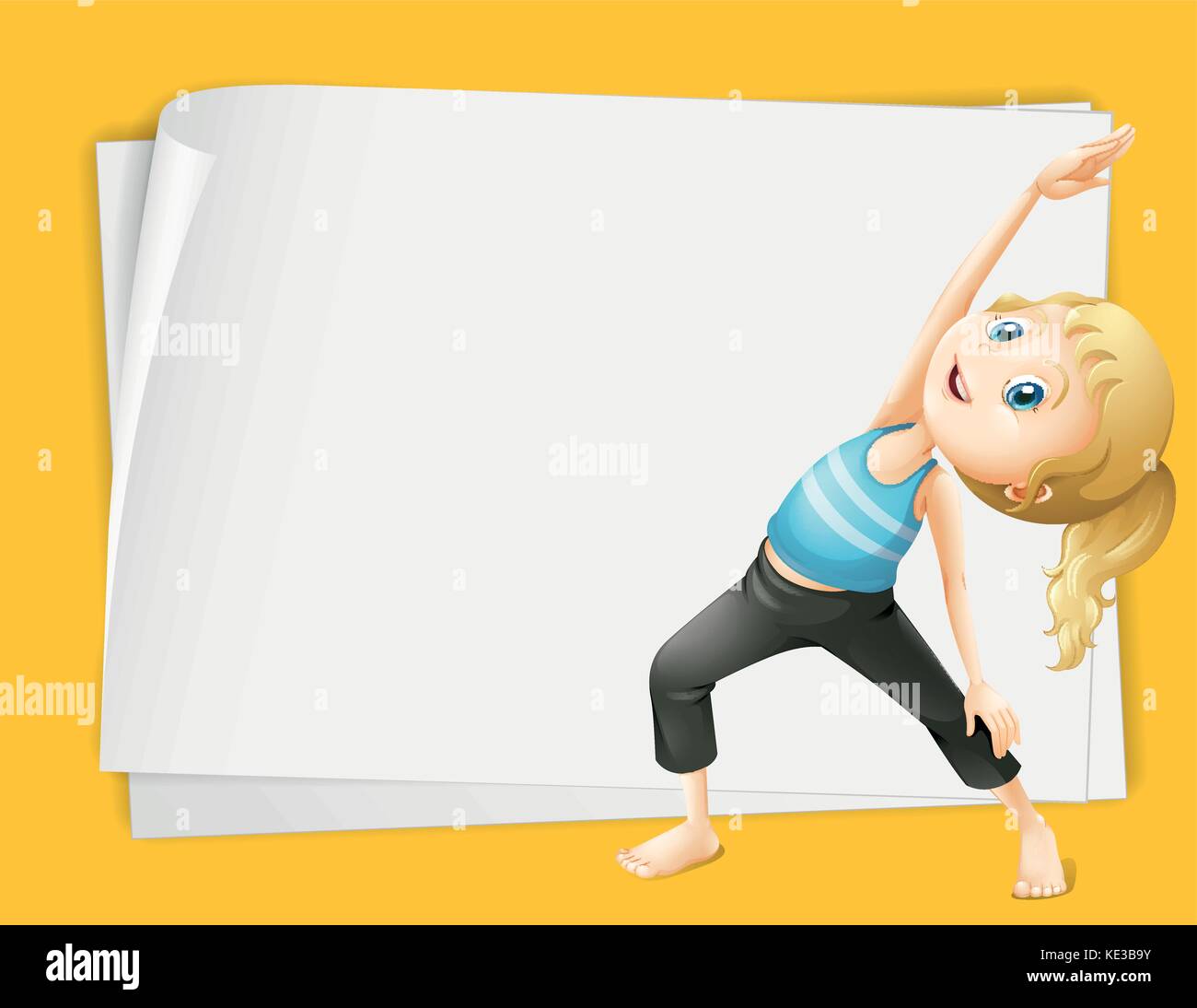 Border design with woman doing yoga illustration Stock Vector Image ...