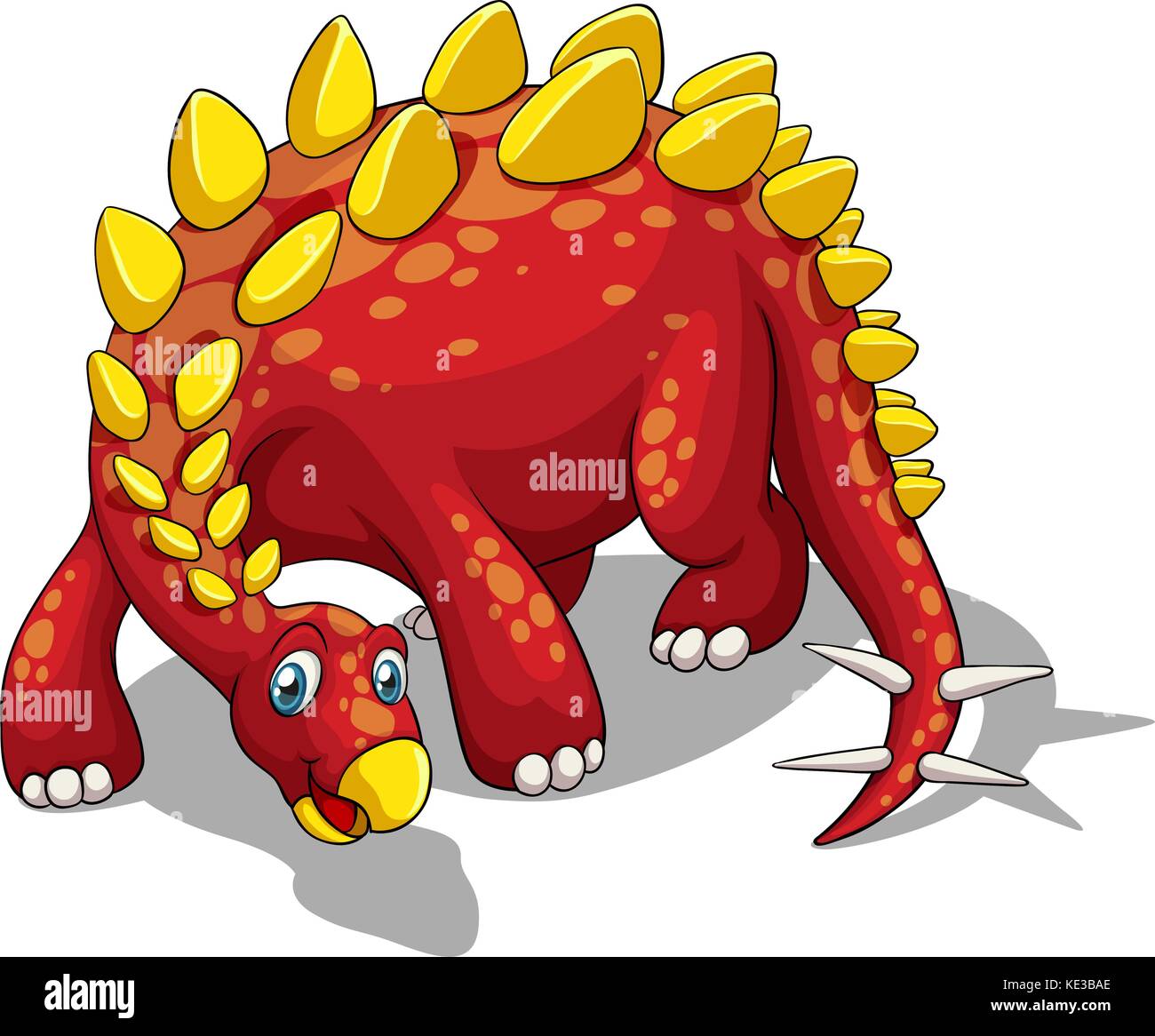 Red dinosaur with yellow spikes on white illustration Stock Vector ...