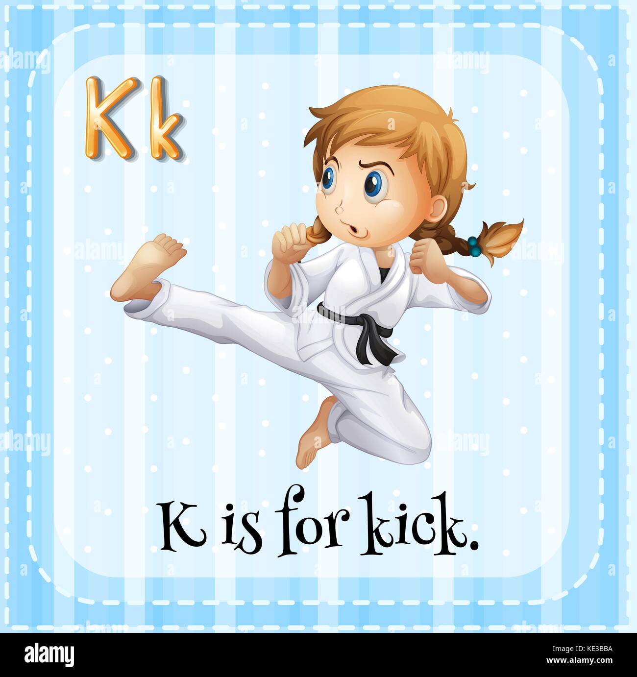 Flashcard of K is for kick illustration Stock Vector Image & Art - Alamy