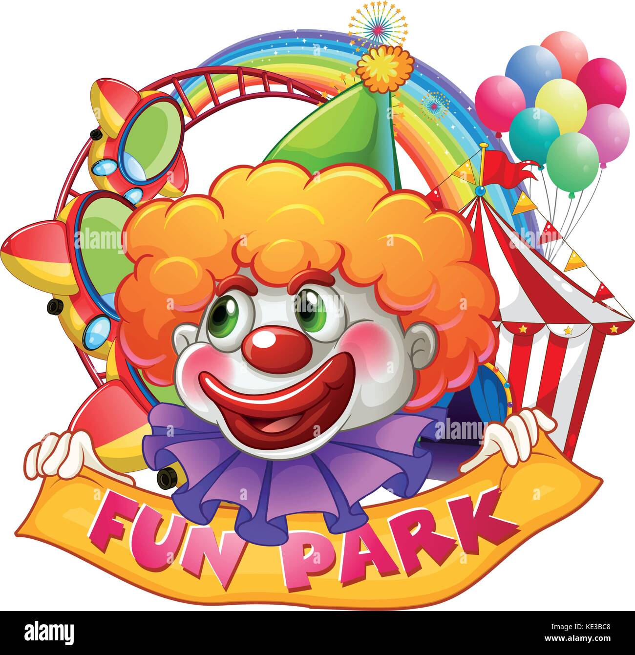 Jester with fun park sign illustration Stock Vector Image & Art - Alamy