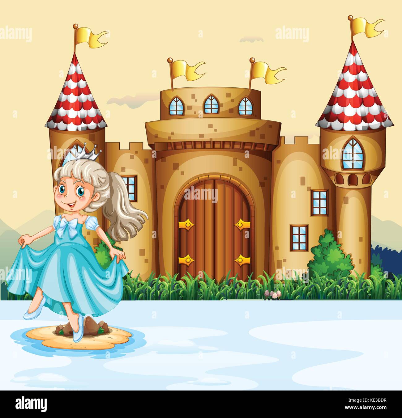 Cute princess at the palace illustration Stock Vector Image & Art - Alamy