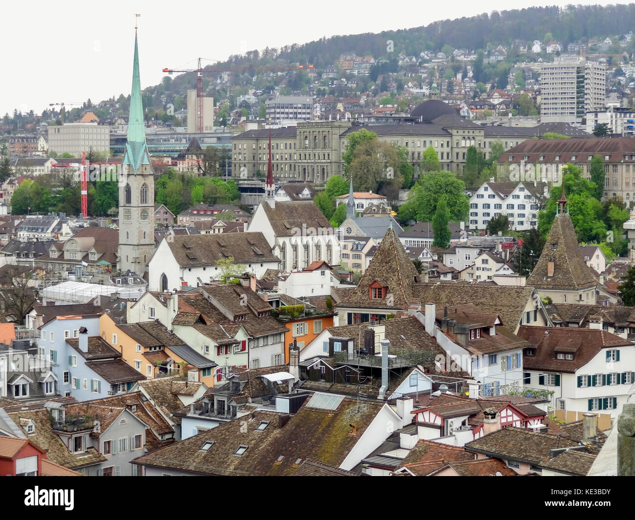 High angle view of Zurich, the largest city in Switzerland Stock Photo ...