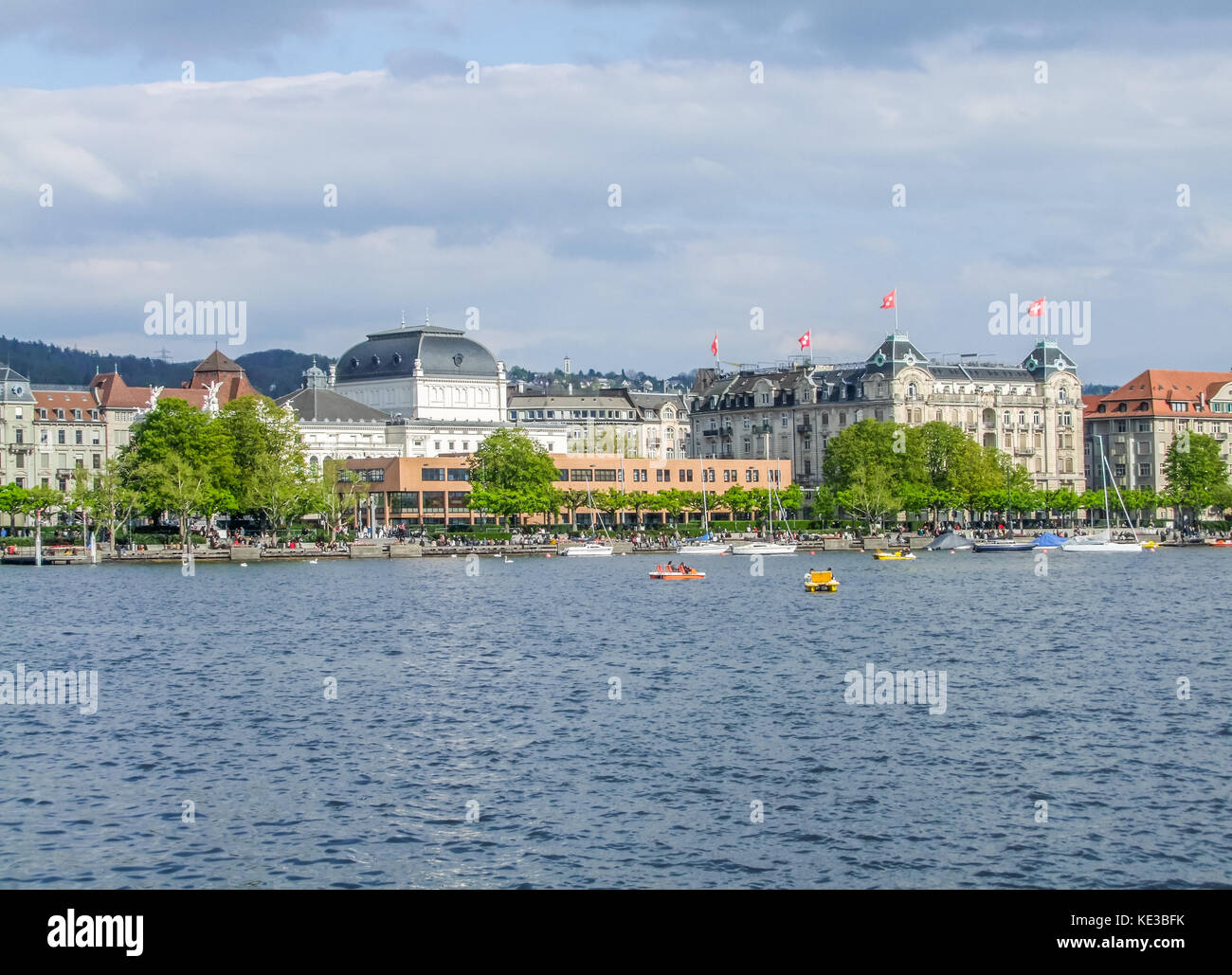 riparian scenery of Zurich, the largest city in Switzerland Stock Photo ...