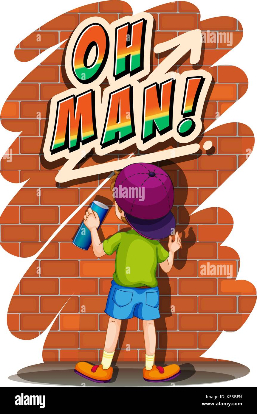 Boy spraying on the wall illustration Stock Vector Image & Art - Alamy