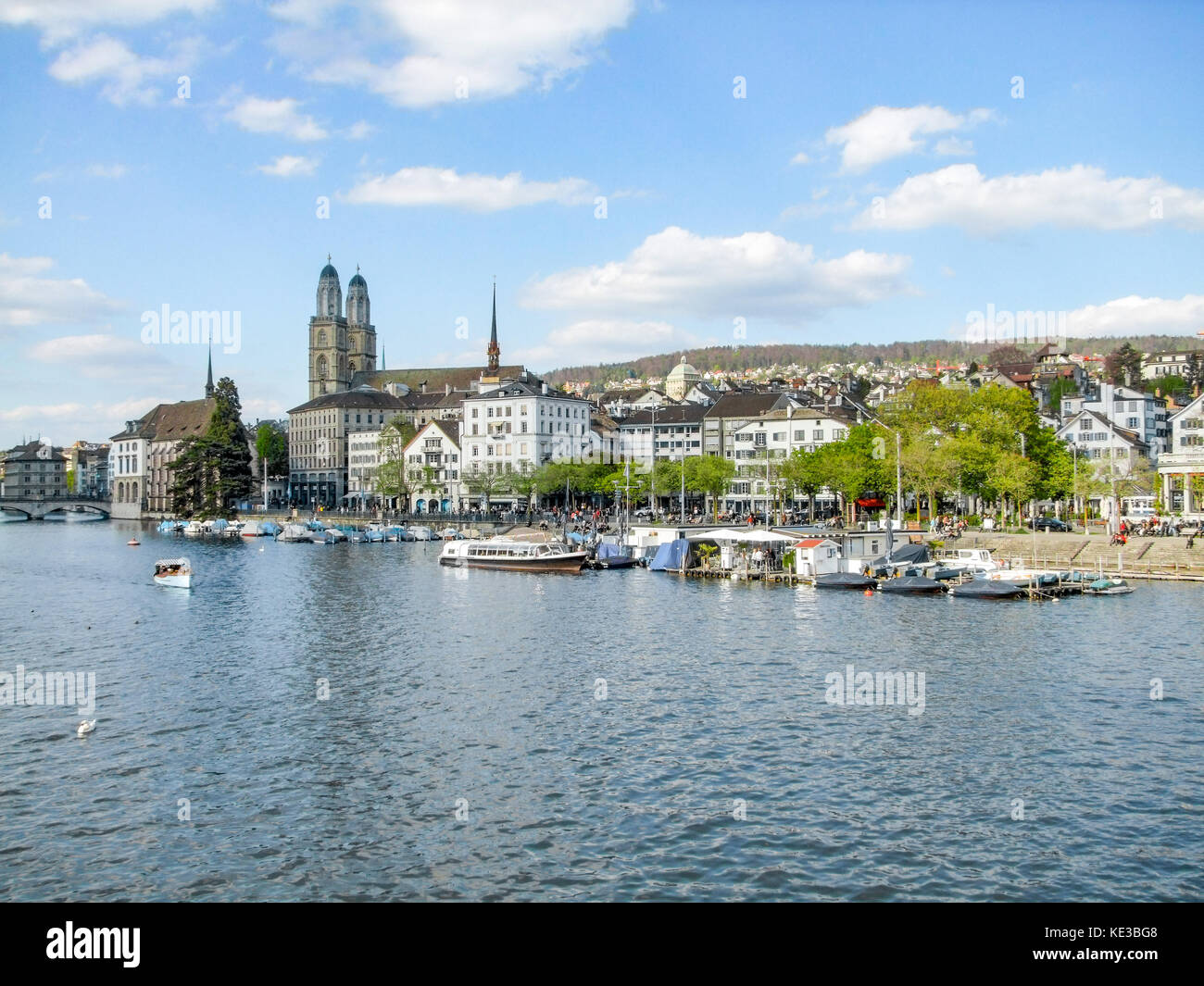 riparian scenery of Zurich, the largest city in Switzerland Stock Photo ...