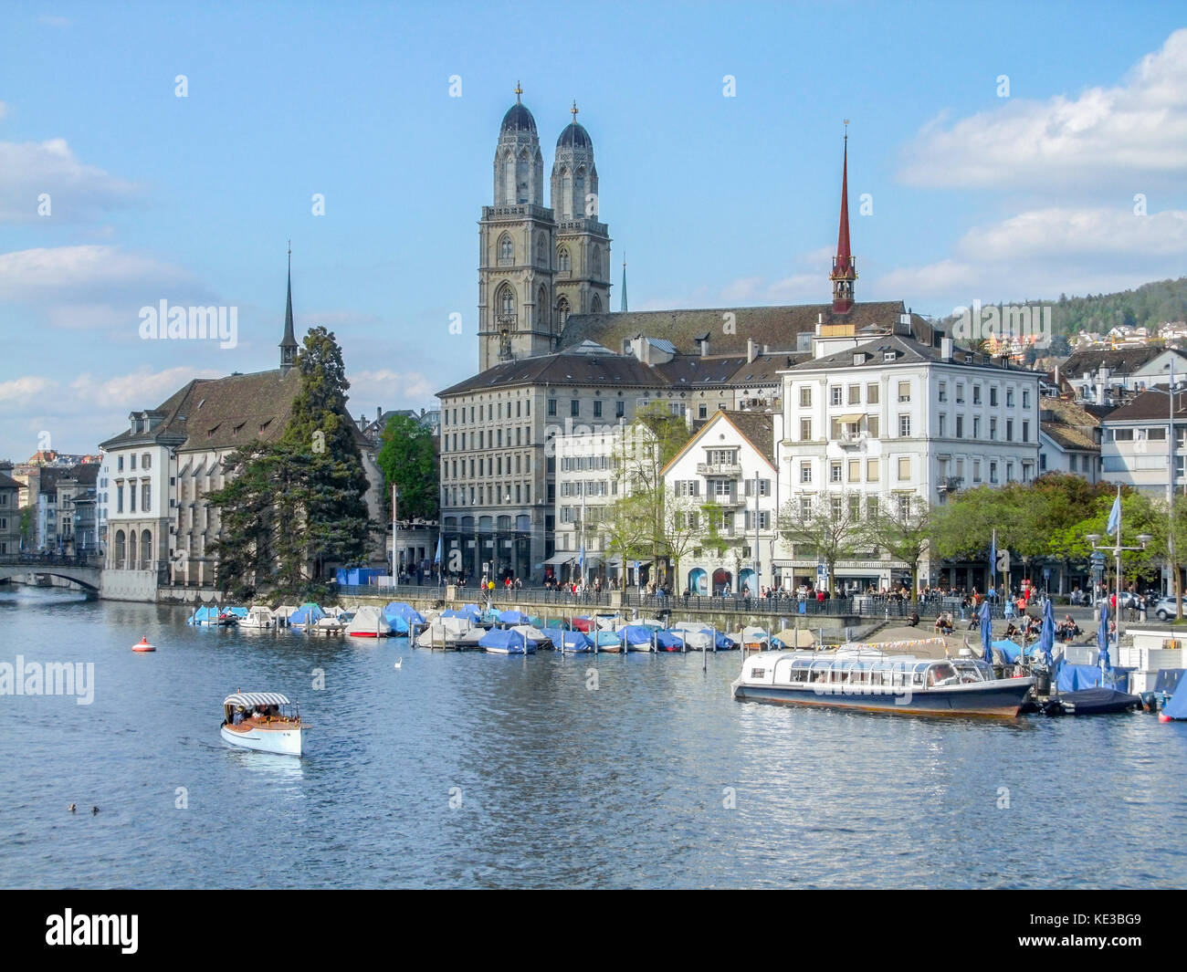 riparian scenery of Zurich, the largest city in Switzerland Stock Photo ...