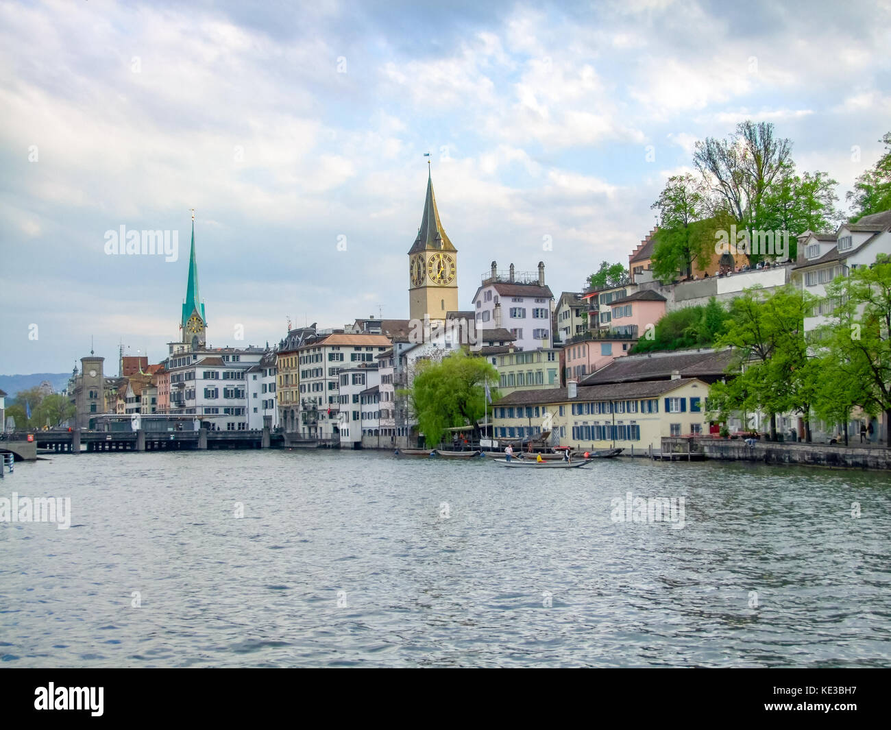 riparian scenery of Zurich, the largest city in Switzerland Stock Photo ...