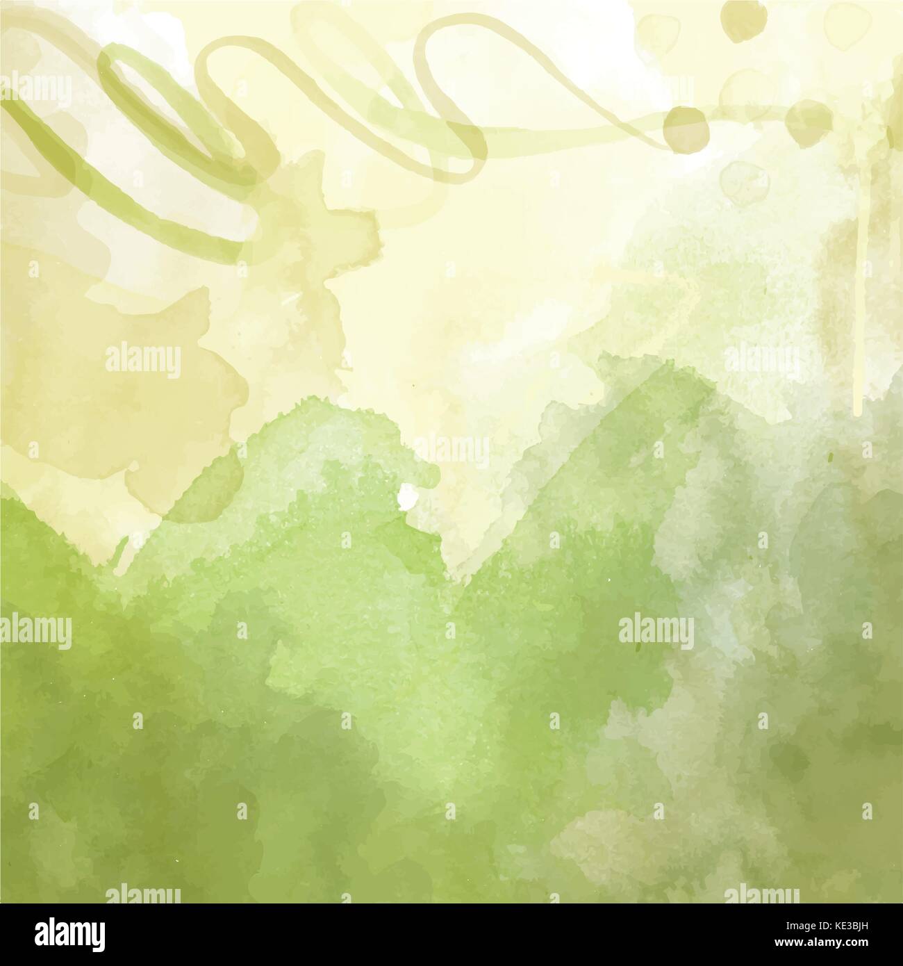 green hand drawn watercolor background, vector Stock Vector Image & Art ...