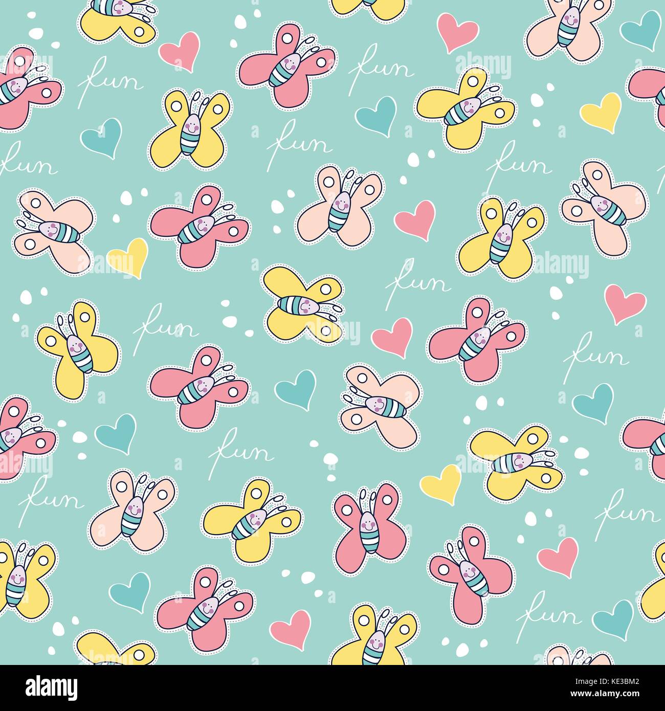 beautiful seamless pattern with doodle butterflies Stock Vector Image ...