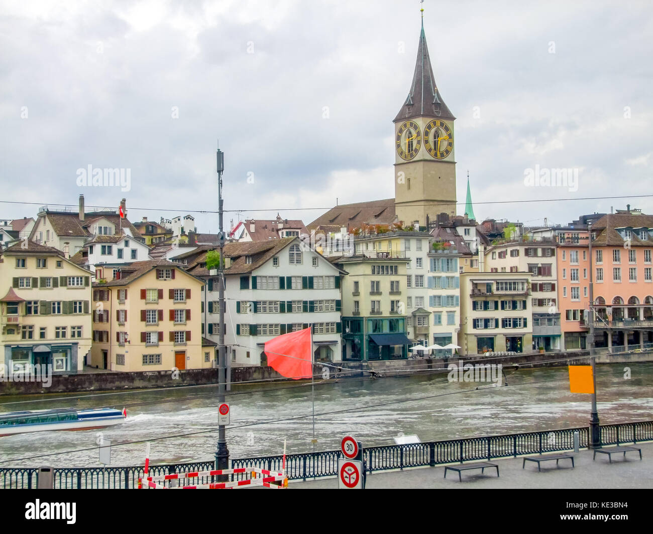 riparian scenery of Zurich, the largest city in Switzerland Stock Photo ...