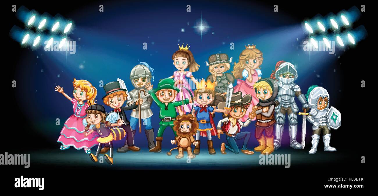 Actors in costumes on stage illustration Stock Vector Image & Art - Alamy