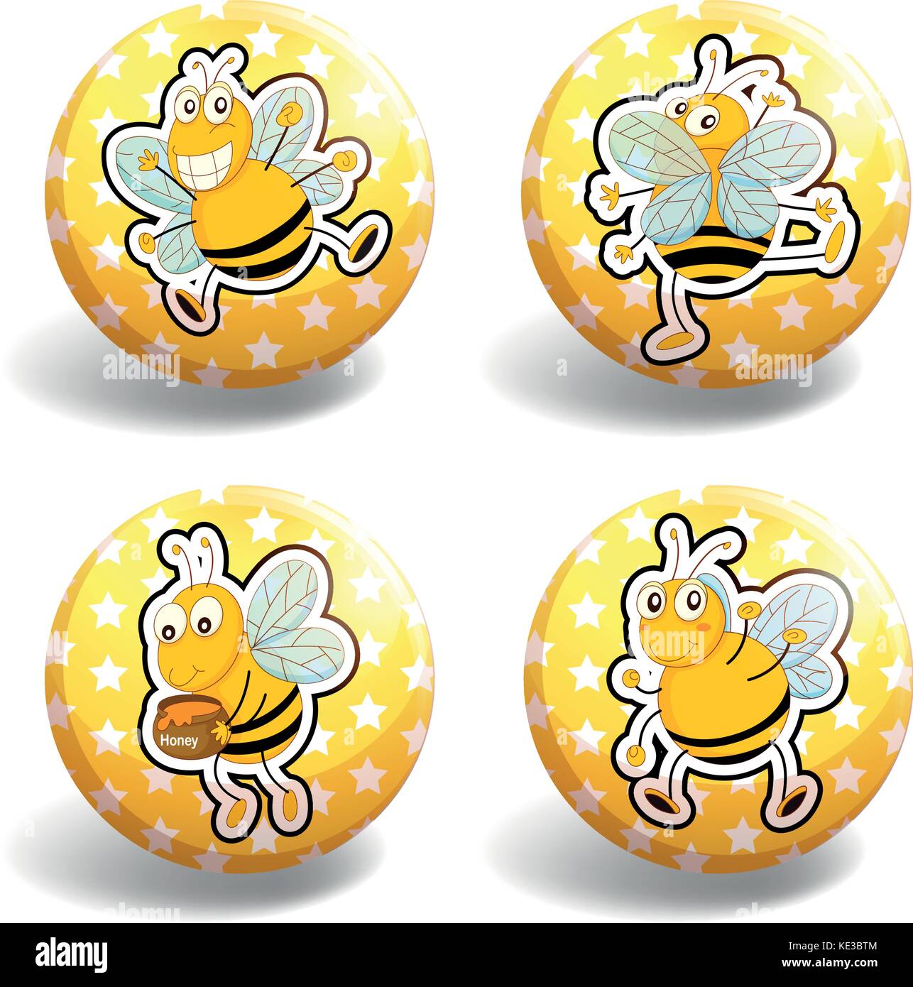 Set of yellow bee badges illustration Stock Vector Image & Art - Alamy