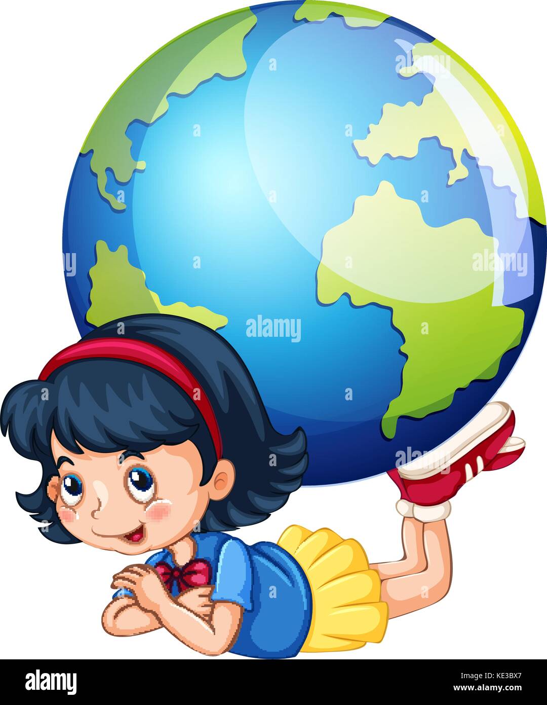 Little girl and the world illustration Stock Vector Image & Art - Alamy