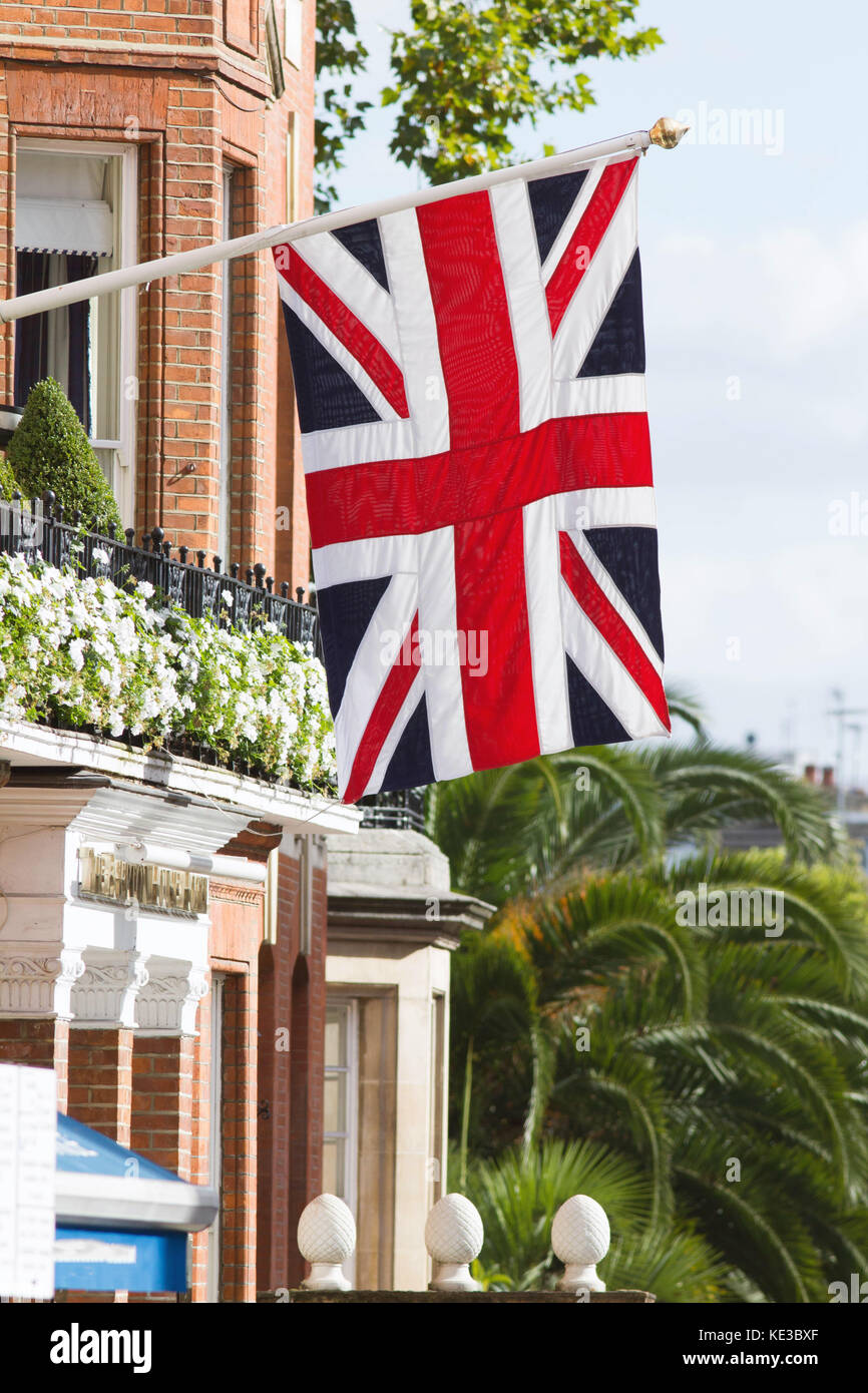 British union jack flag on the stree of london Stock Photo - Alamy