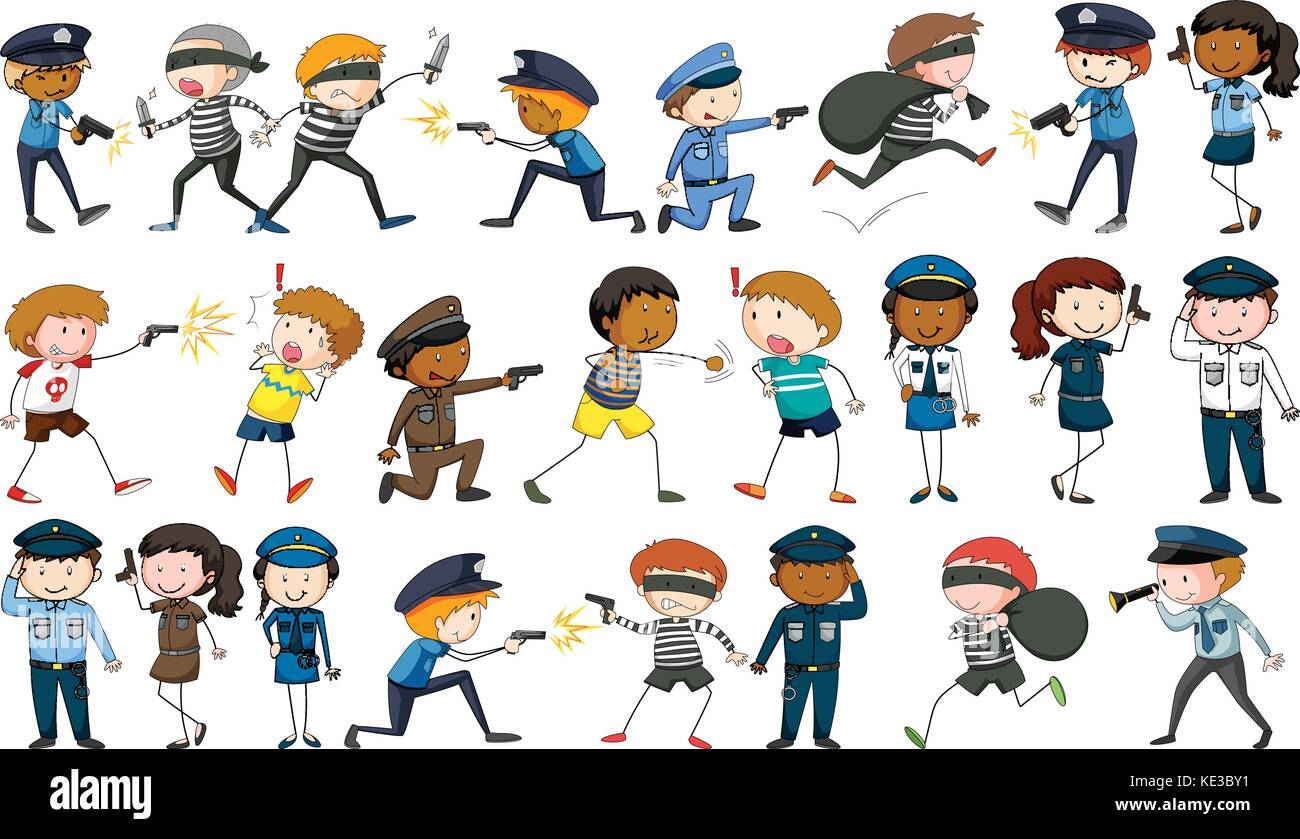 Policeman and criminal characters illustration Stock Vector Image & Art ...