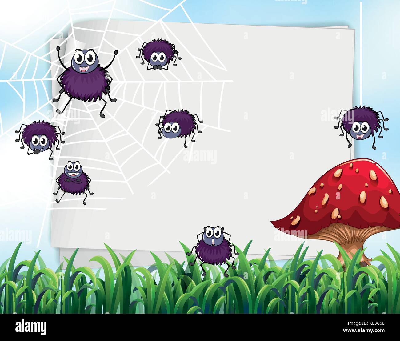 Paper design with spiders on web illustration Stock Vector Image & Art ...