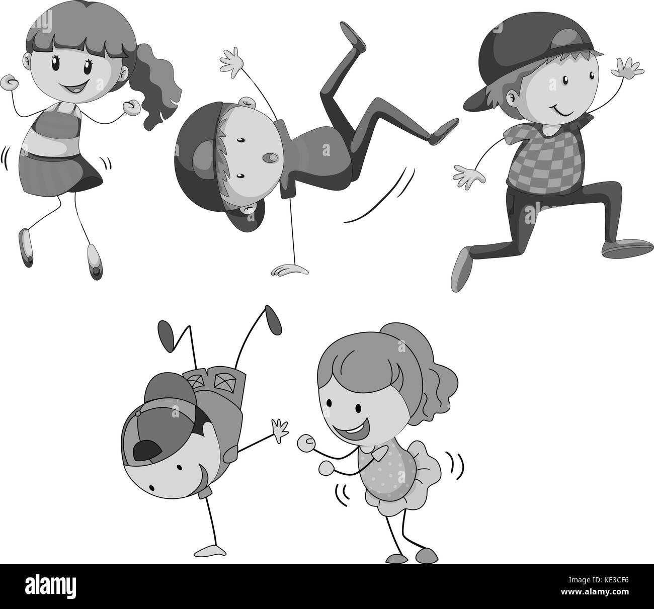 Girls and boys dancing in black and white Stock Vector Image & Art - Alamy