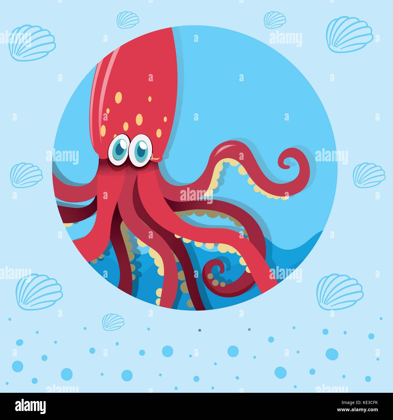 Red squid underwater illustration Stock Vector Image & Art - Alamy