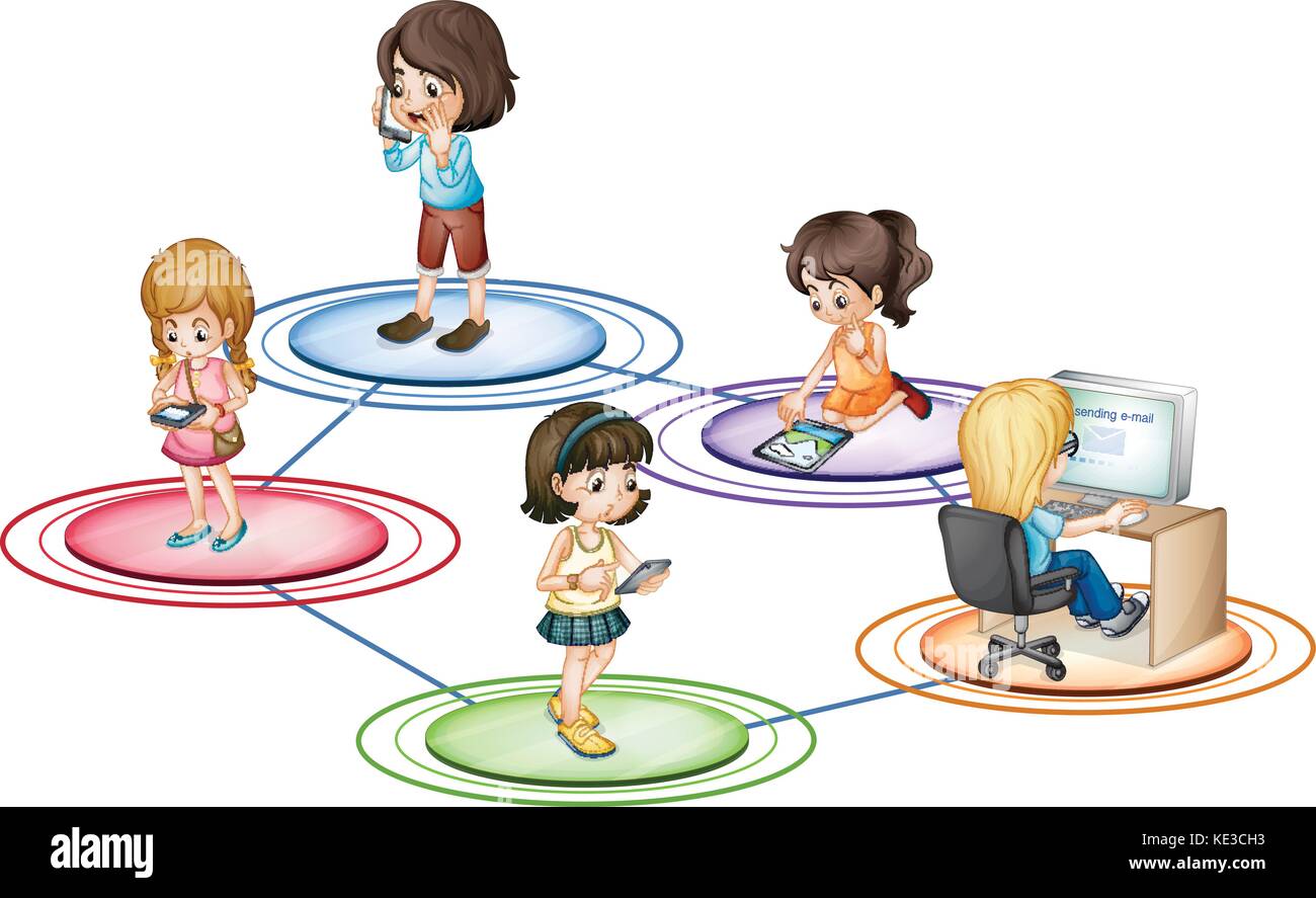 Kids and communication devices illustration Stock Vector Image & Art ...