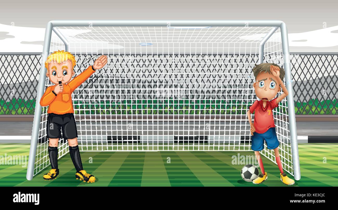 Goalkeeper and referee in the field illustration Stock Vector Image ...