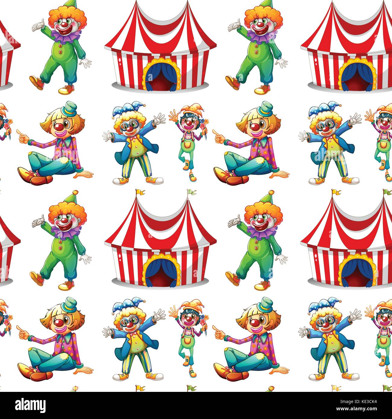 Seamless clowns and circus tent illustration Stock Vector Image & Art ...