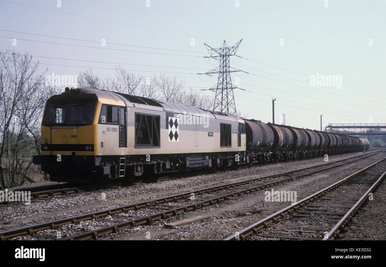 Class 60 locomotive on bitumen tanks at Fawley, Hampshire, England ...