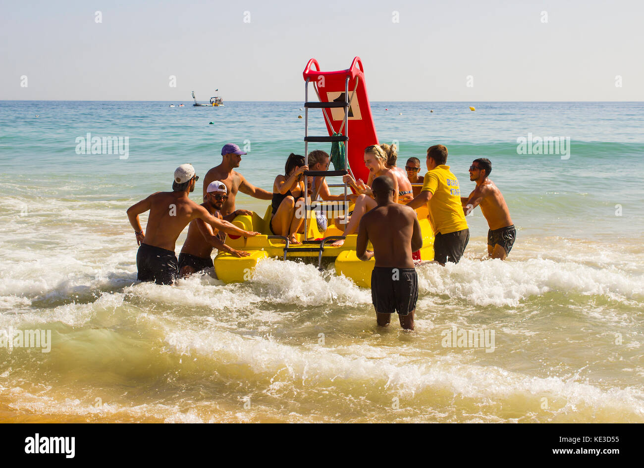 Beach staff and Holiday makers in hired Pedalos fight against the ...