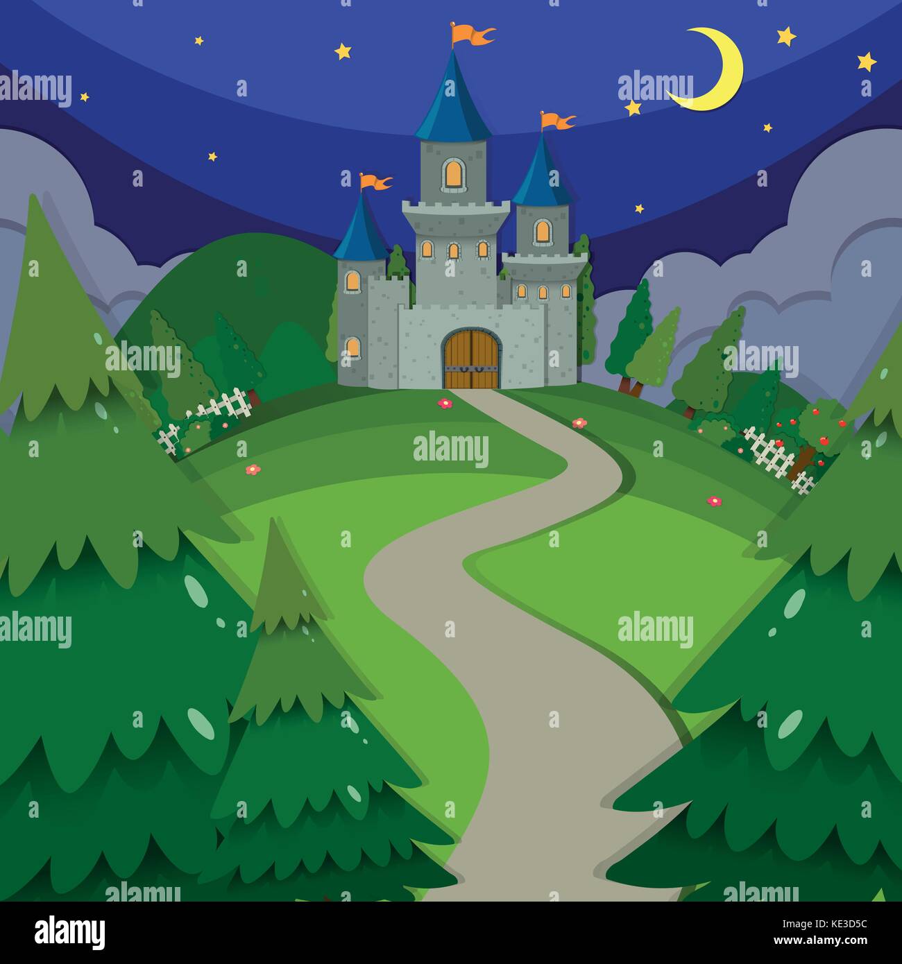 Castle towers at night illustration Stock Vector Image & Art - Alamy