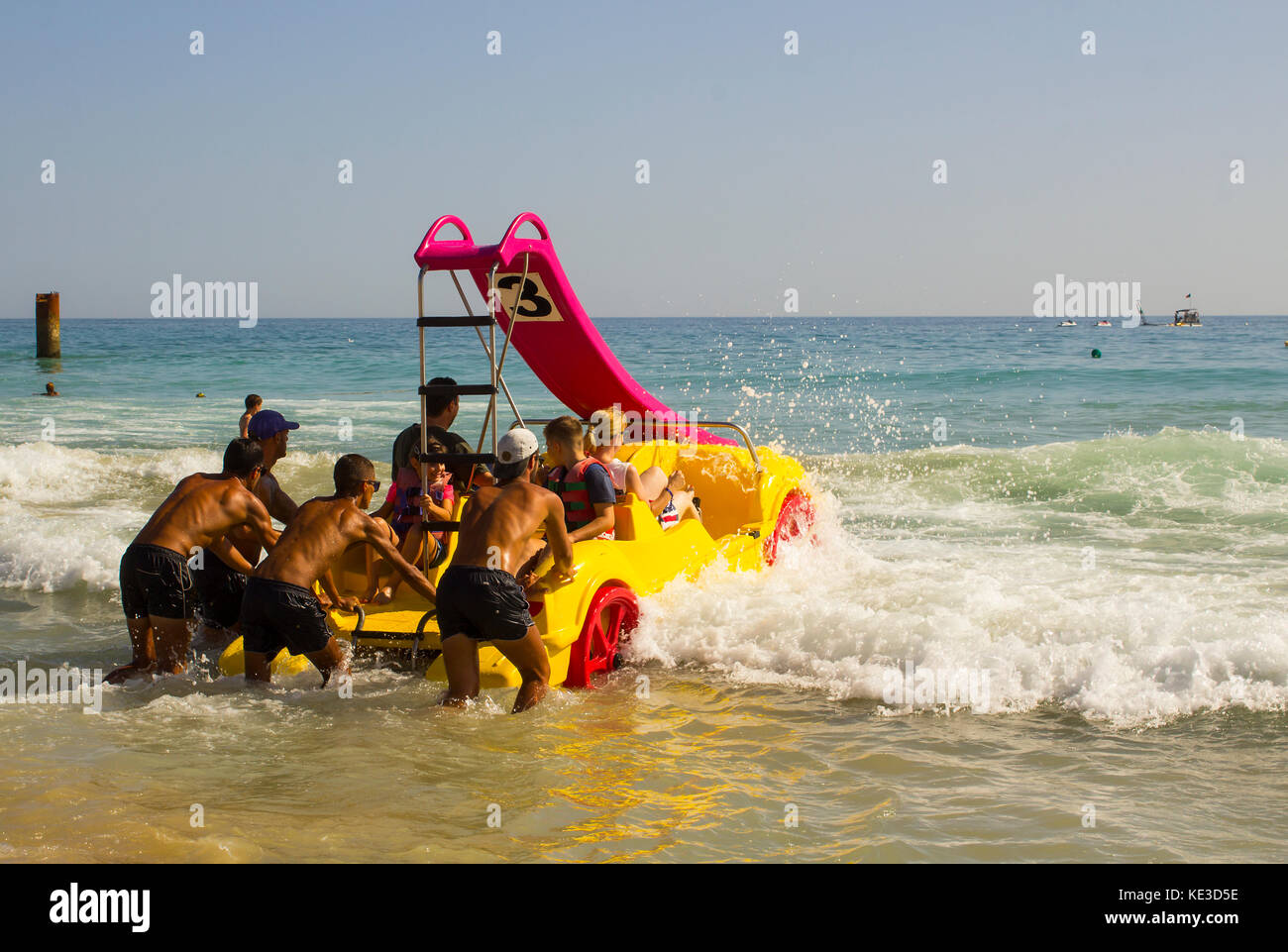 Beach staff and Holiday makers in hired Pedalos fight against the ...