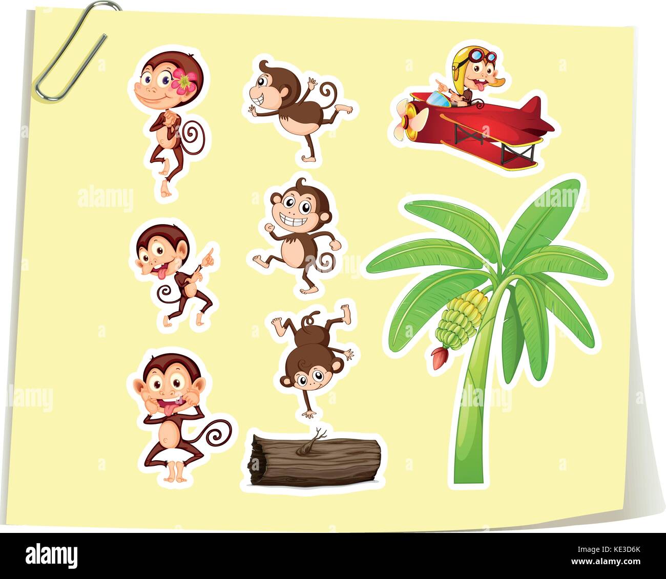 Monkeys and banana tree illustration Stock Vector Image & Art - Alamy