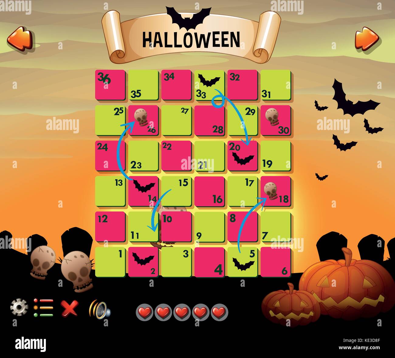 Game template with halloween theme illustration Stock Vector Image ...