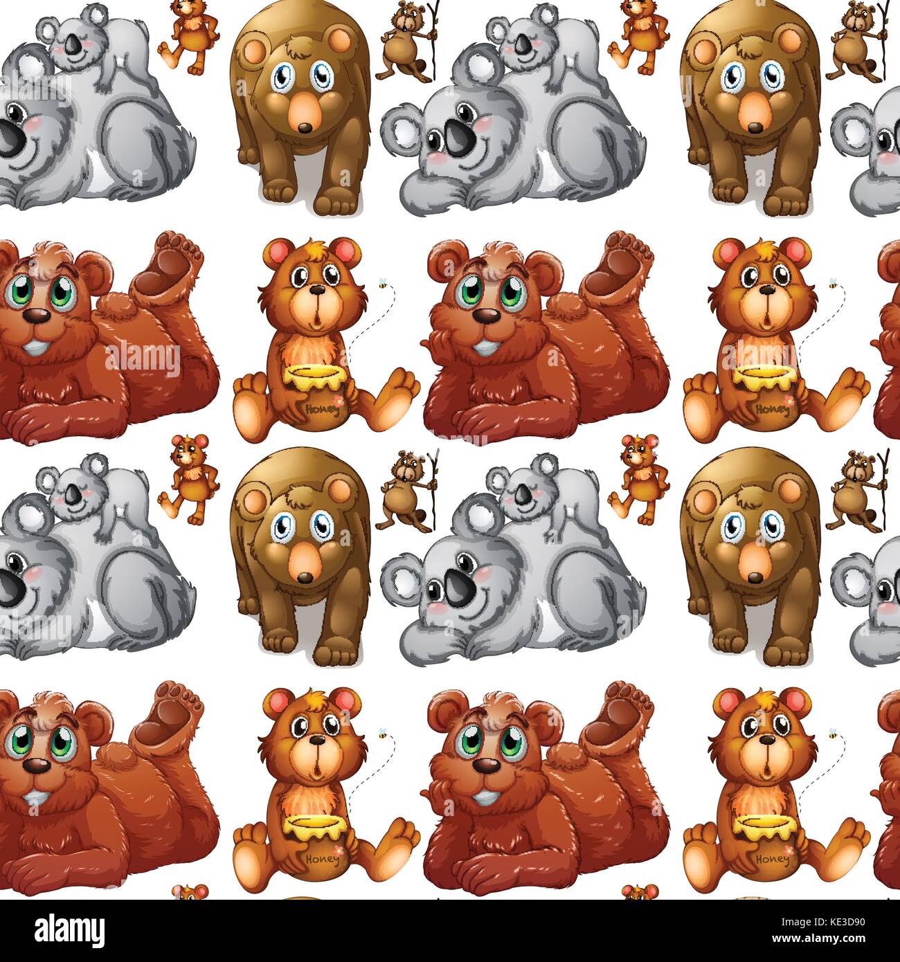 Seamless grizzly bears and cubs illustration Stock Vector Image & Art ...