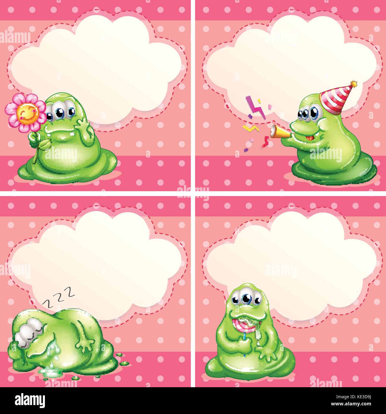 Border design with green monsters illustration Stock Vector Image & Art ...