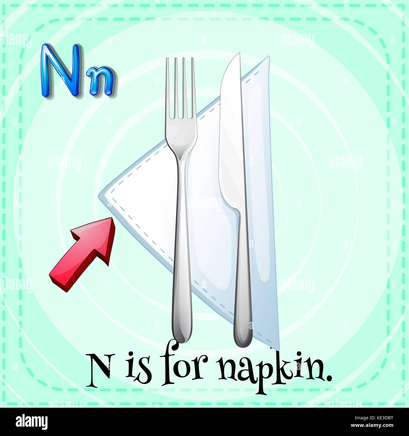 Flashcard alphabet N is for napkin illustration Stock Vector Image ...