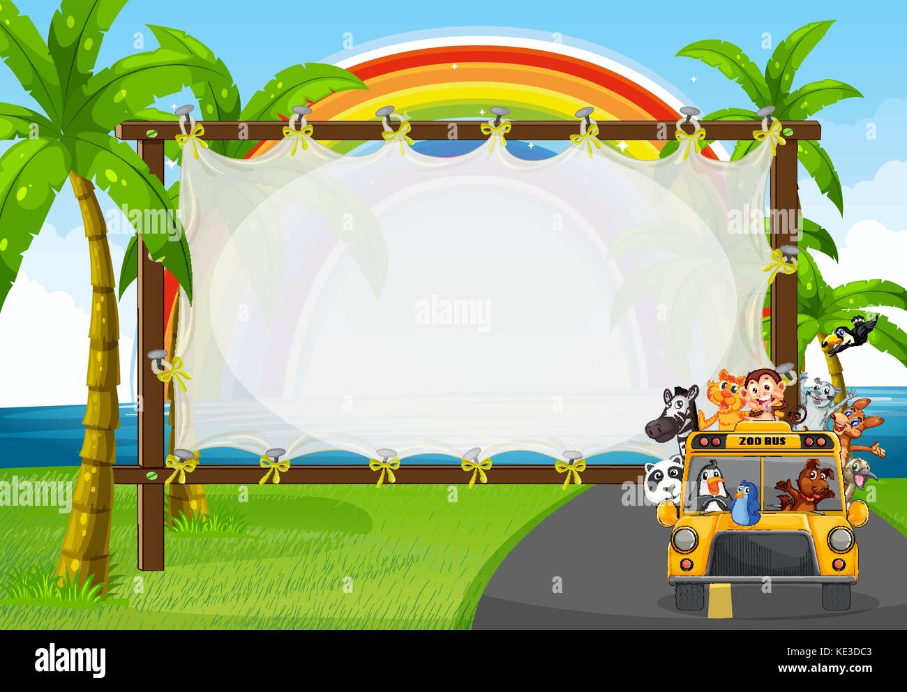 Frame design with animals on zoo bus illustration Stock Vector Image ...