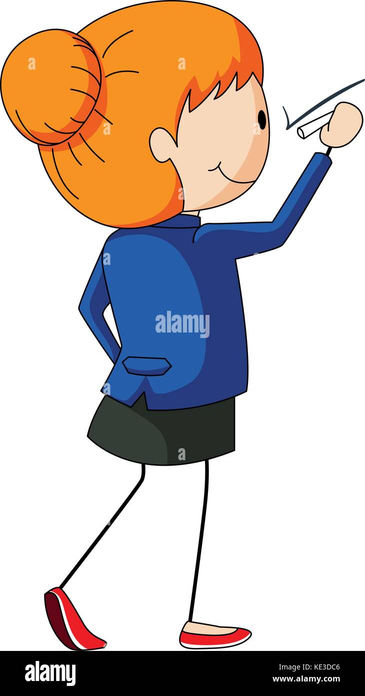 Female teacher writing with chalk illustration Stock Vector Image & Art ...