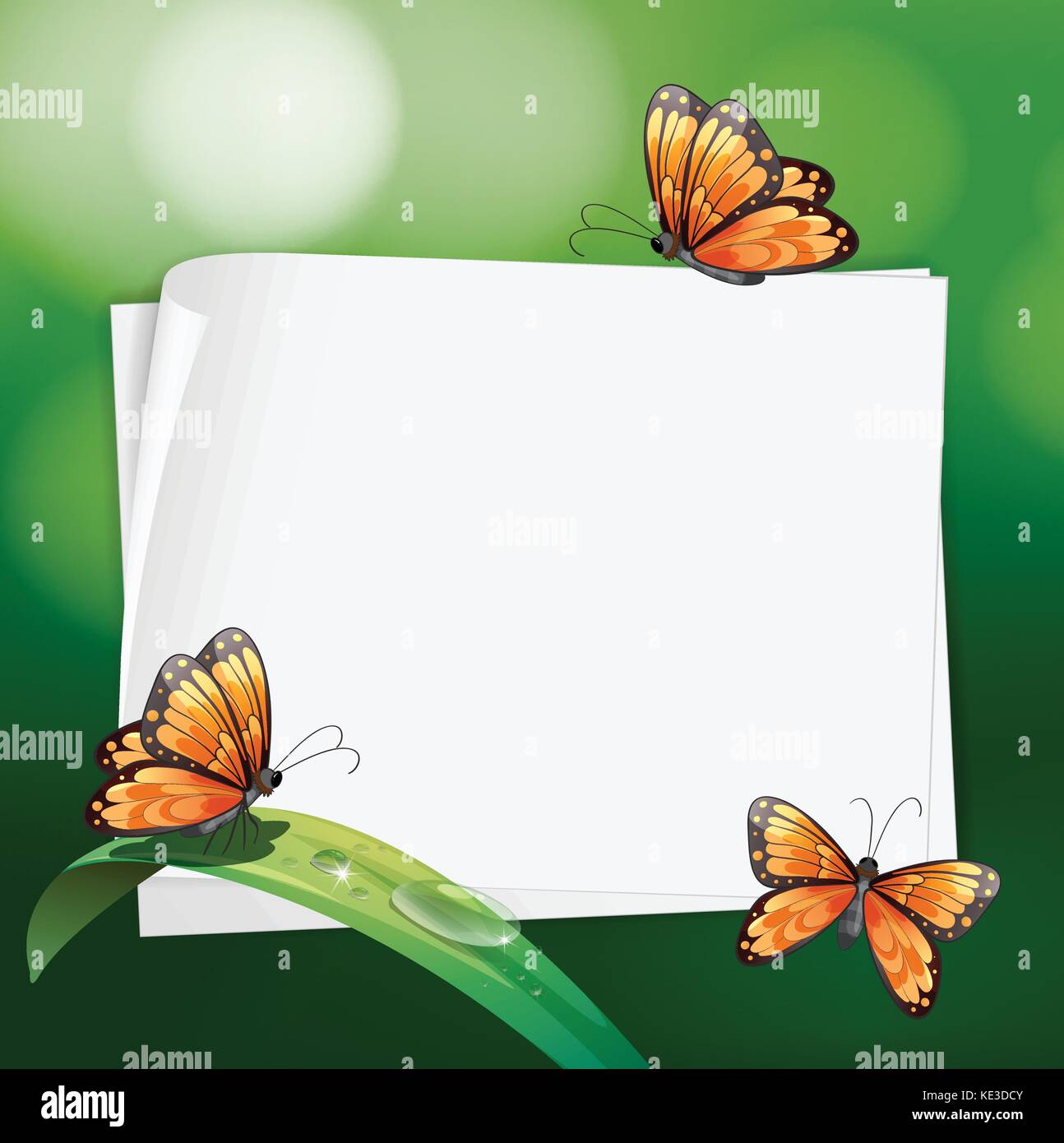 Border design with butterflies on leaf illustration Stock Vector Image ...