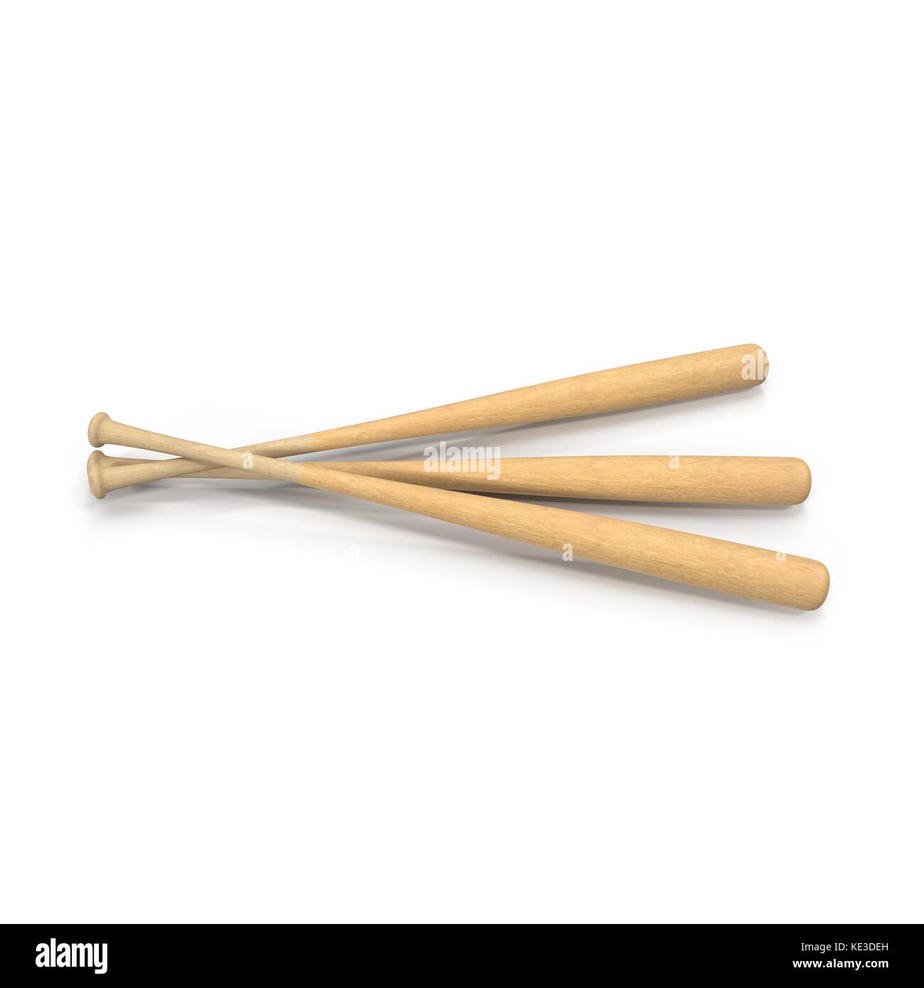 Three wooden baseball bats isolated on white. 3D illustration Stock ...