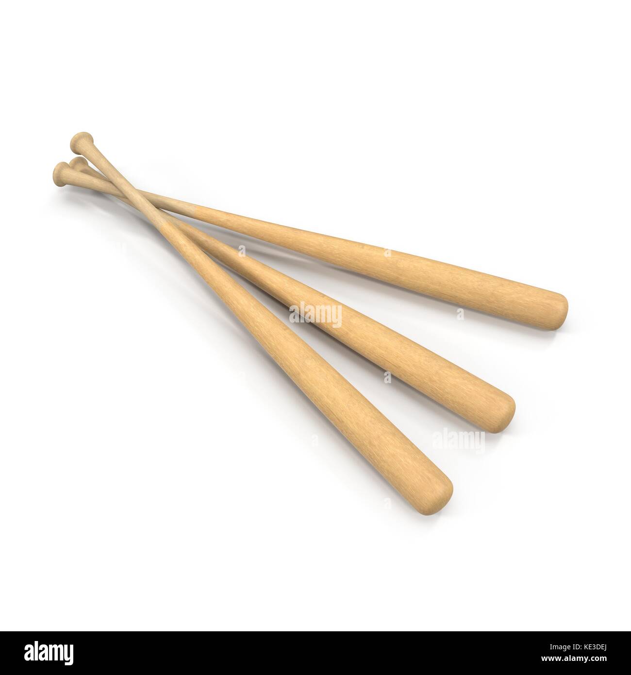 Three wooden baseball bats isolated on white. 3D illustration Stock ...