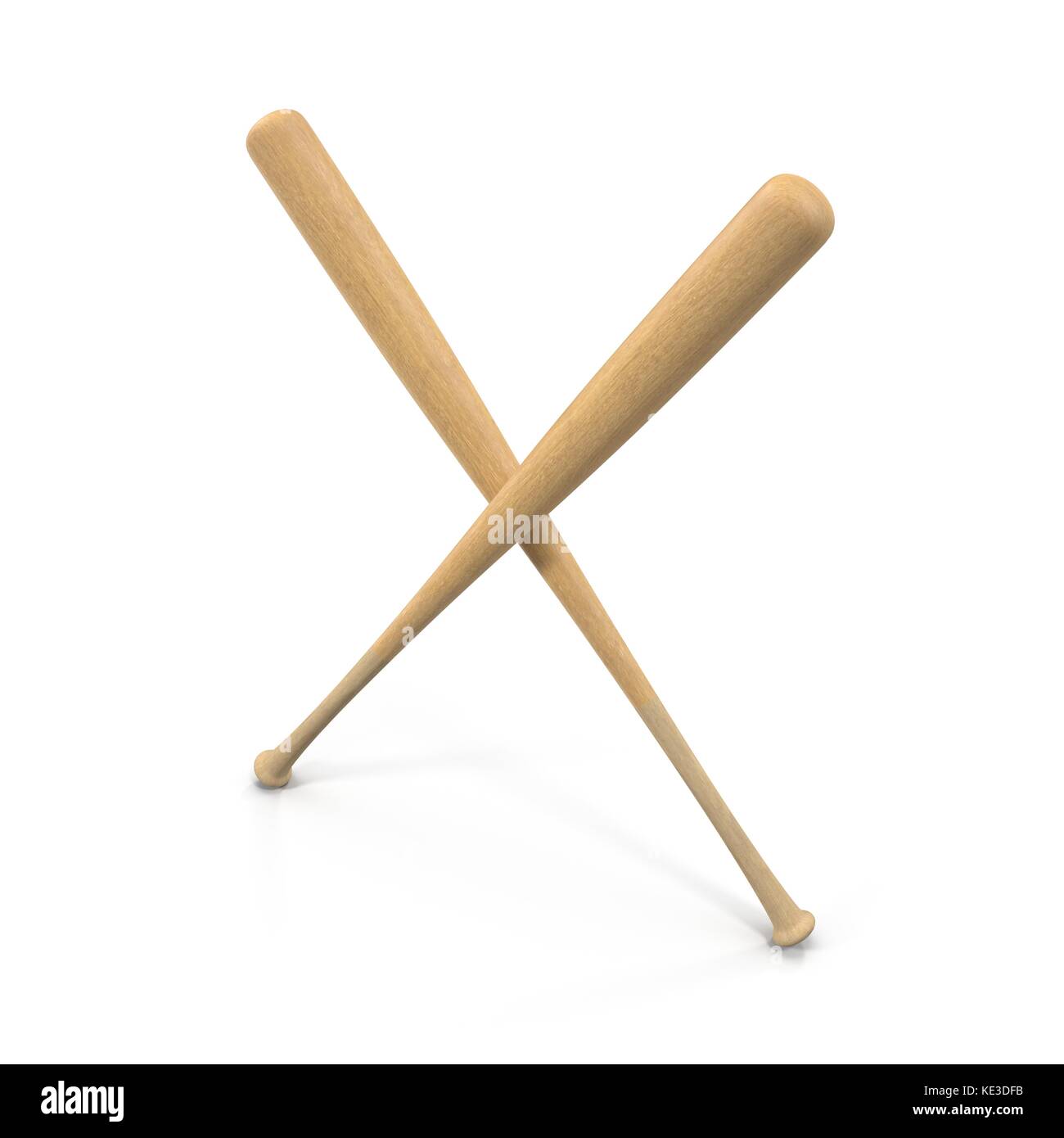Two Wooden Crossed Baseball Bats isolated on white. 3D illustration ...