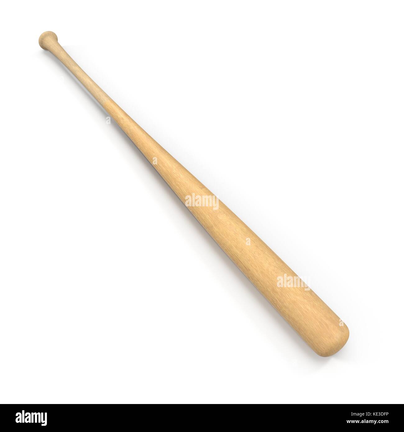 One wooden baseball bat isolated on white. 3D illustration Stock Photo ...