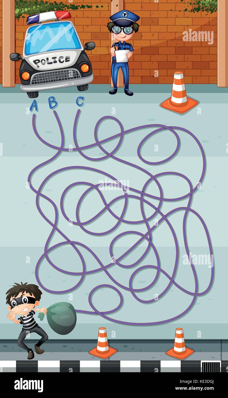 Game template with police and criminal illustration Stock Vector Image ...