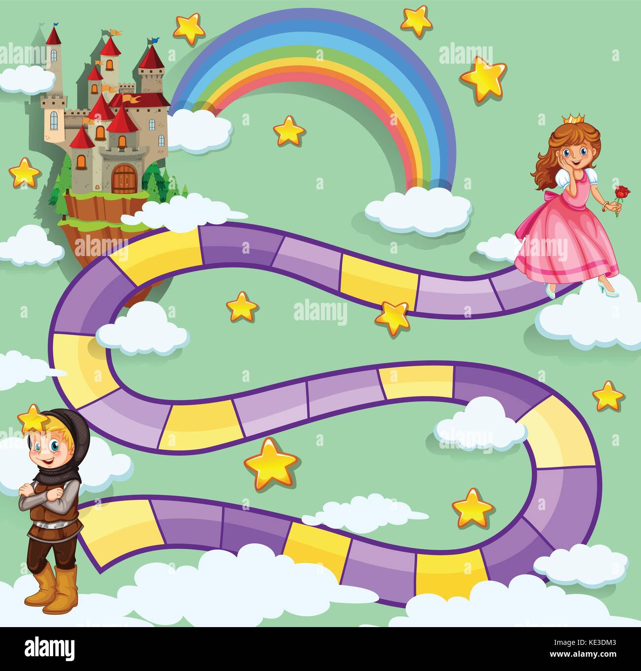 Boardgame design with knight and princess illustration Stock Vector ...