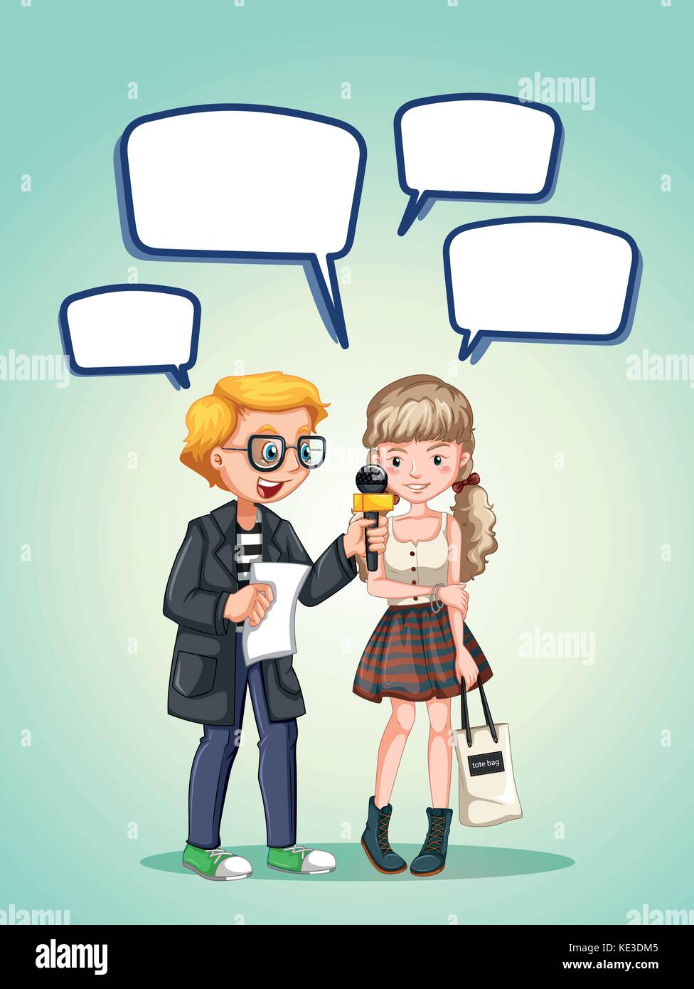 Report interviewing a girl teenage illustration Stock Vector Image ...