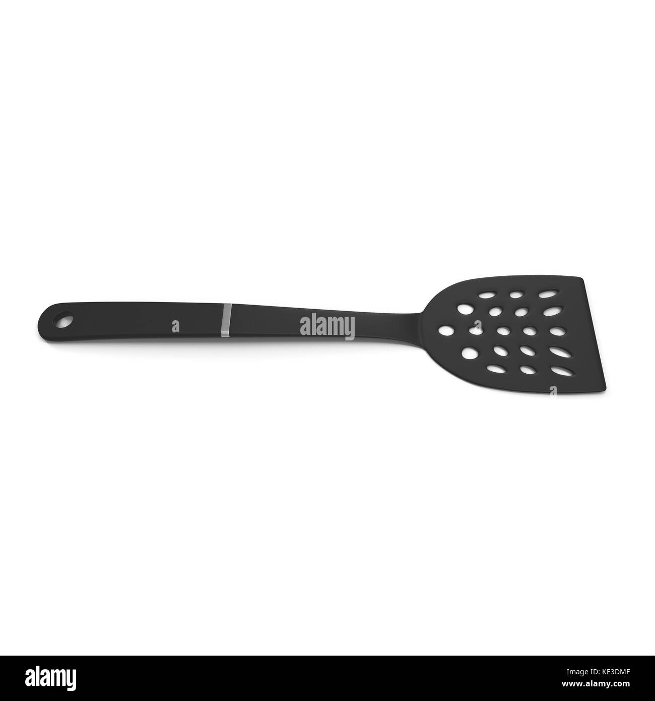 Black plastic slotted spoon on white. 3D illustration Stock Photo - Alamy