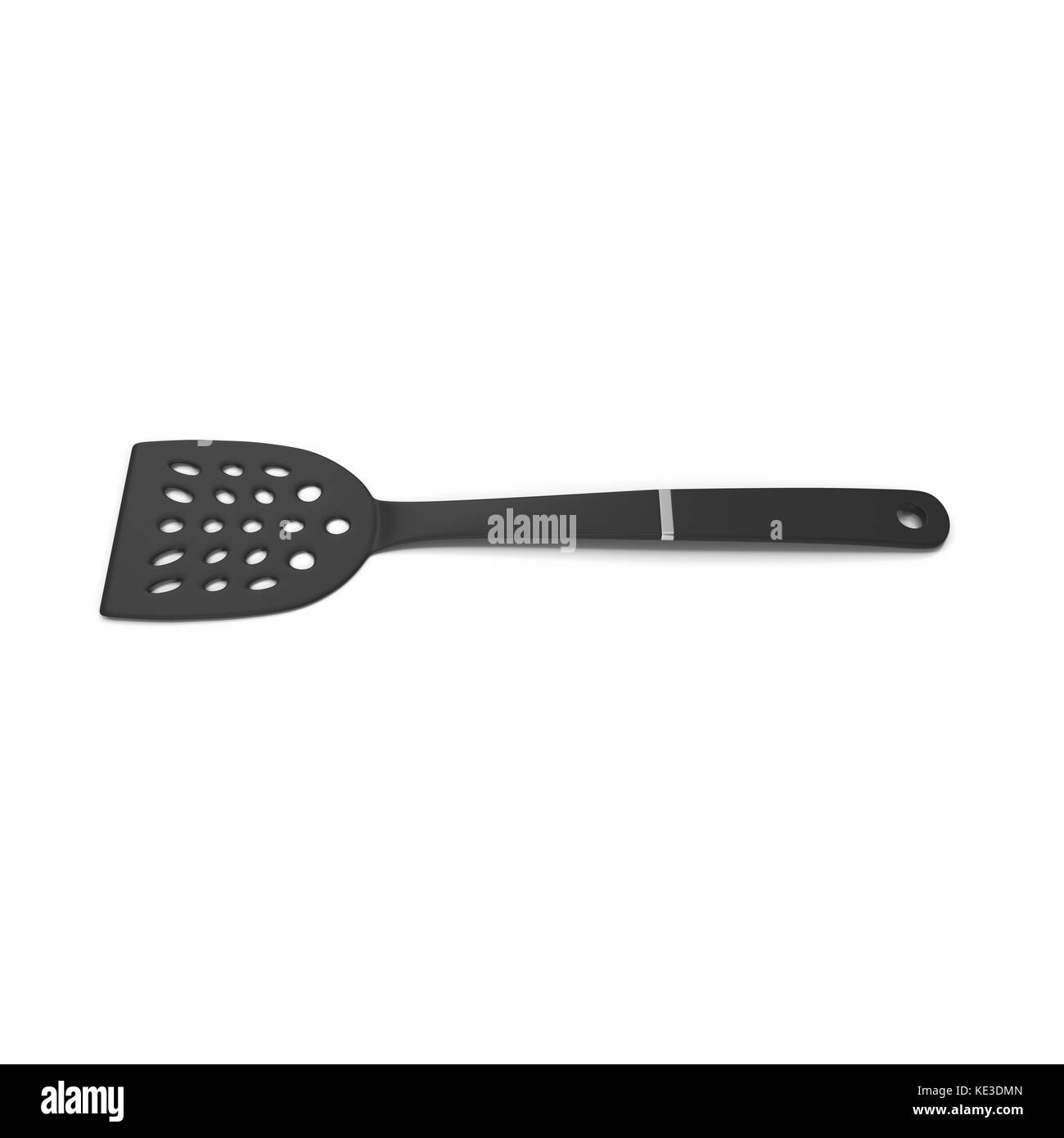 Black plastic slotted spoon on white. 3D illustration Stock Photo - Alamy