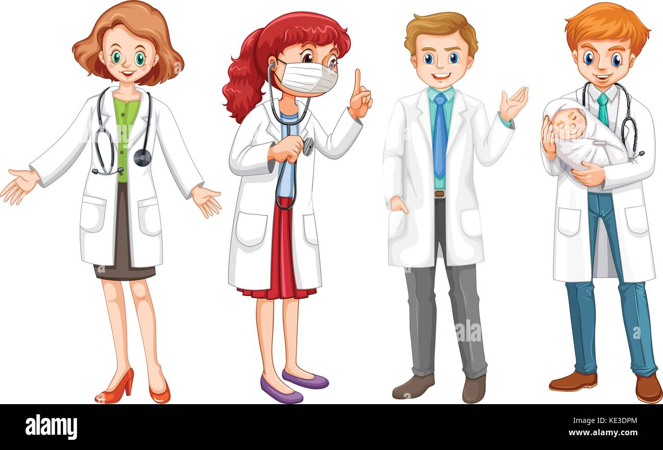 Male and female doctors in uniform illustration Stock Vector Image ...