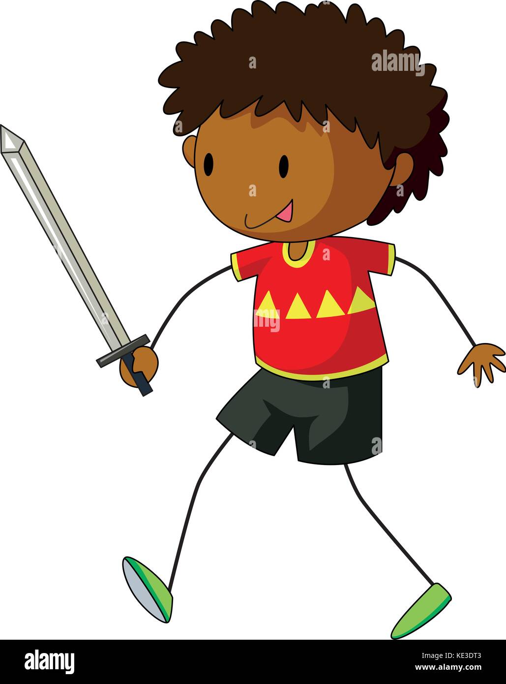 Boy playing with sword illustration Stock Vector Image & Art - Alamy