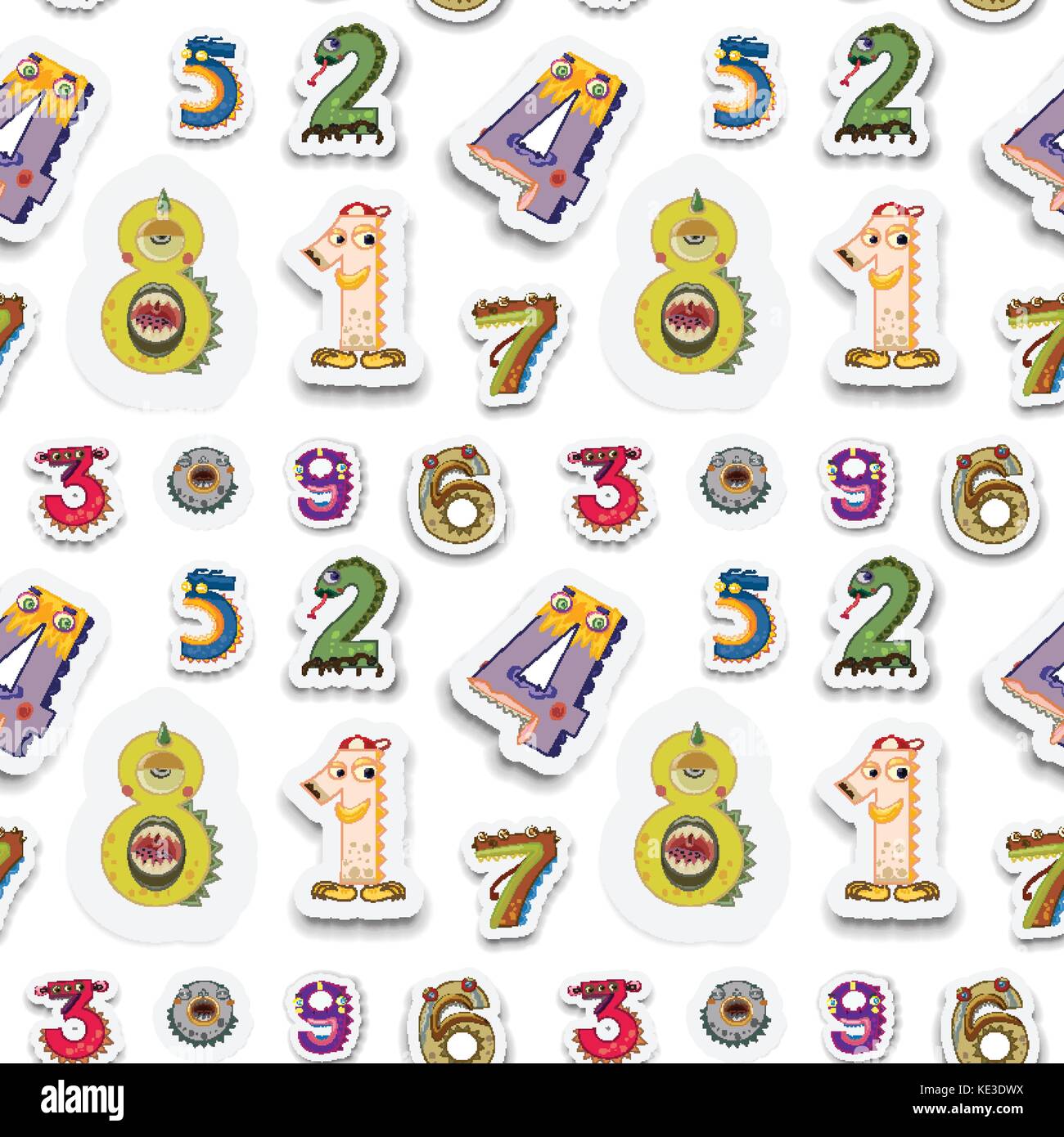 Seamless numbers with monster face illustration Stock Vector Image ...